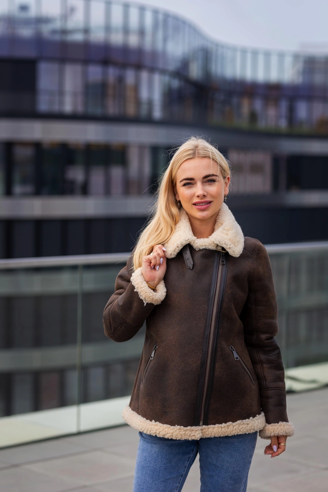 Dámská hnědá kožešinová pilotka oversize. Kožich, dubeňák PETRA ...